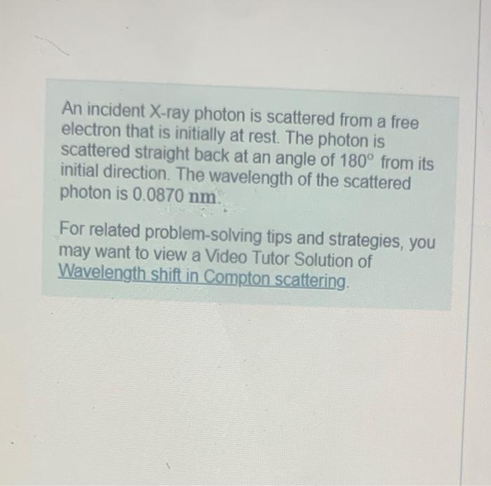 Solved An incident X-ray photon is scattered from a free | Chegg.com