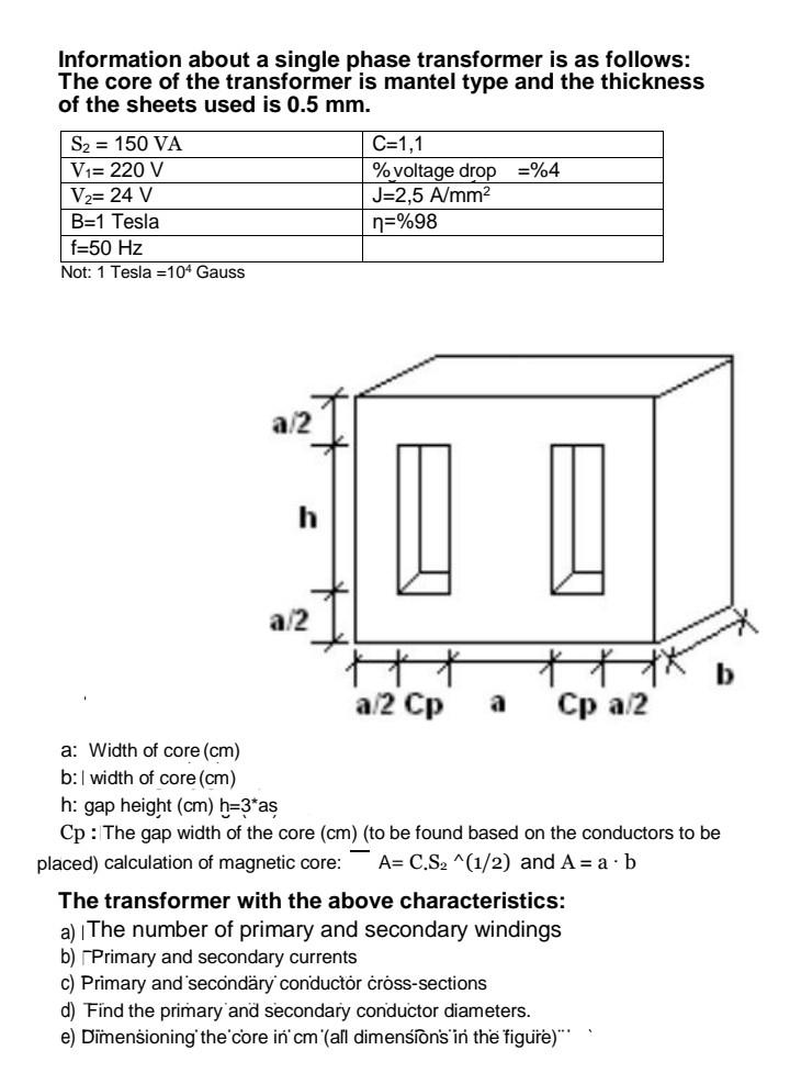 Solved Information about a single phase transformer is as | Chegg.com