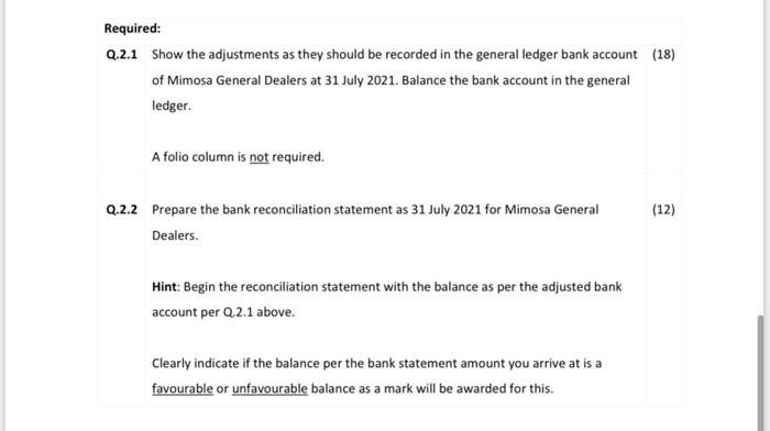 Solved The following information of Mimosa General Dealers | Chegg.com