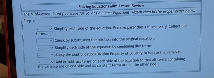 Solved Solving Equations Mini-Lesson Review The Mini-Lesson | Chegg.com