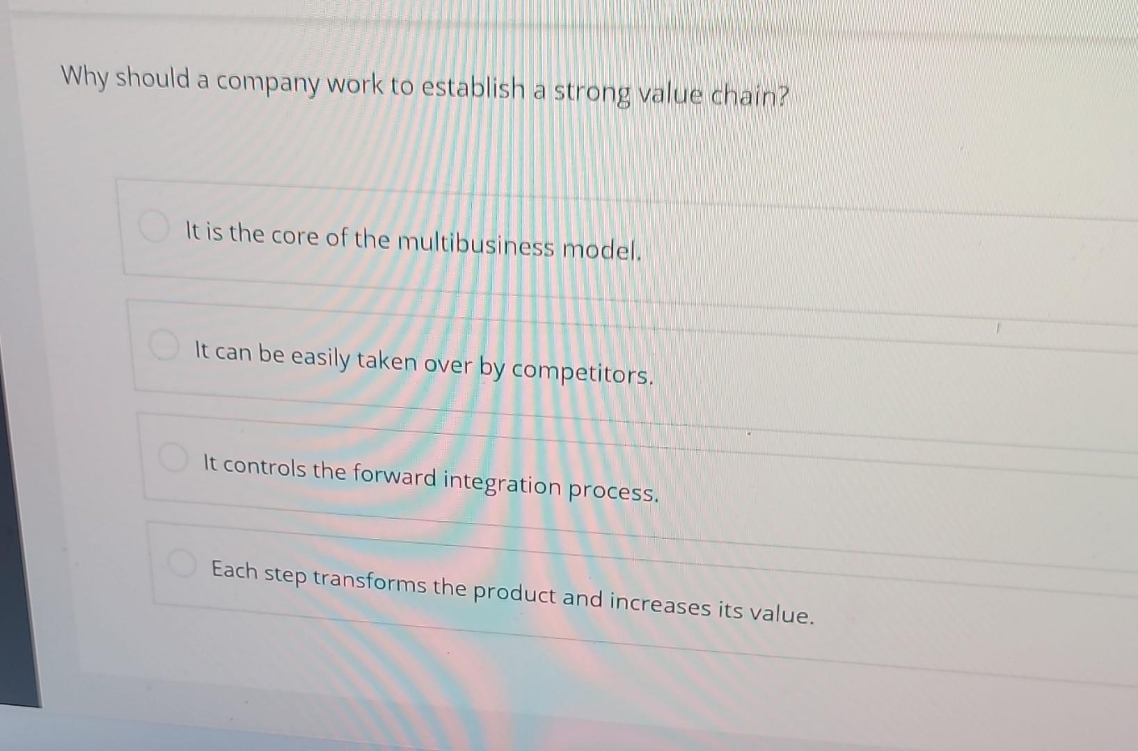 Solved Why should a company work to establish a strong value | Chegg.com