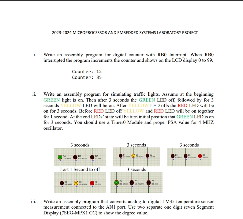 Solved i. ﻿Write an assembly program for digital counter | Chegg.com