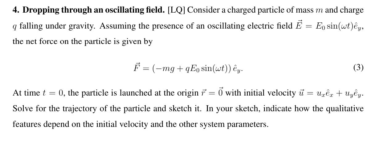 Solved Dropping through an ﻿oscillating field. [LQ] | Chegg.com