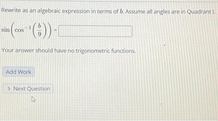 Solved Rewrite as an algebraic expression in terms of b. | Chegg.com