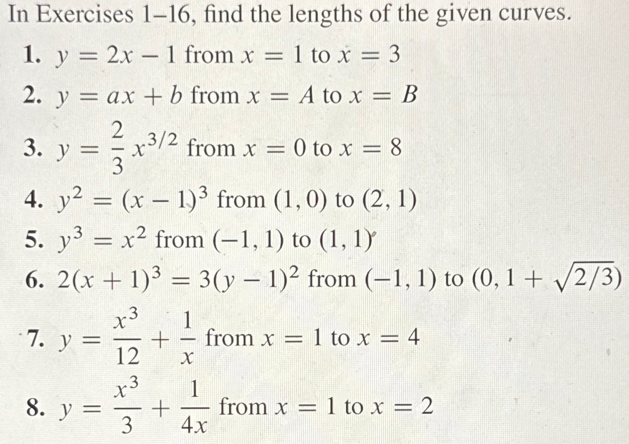 Solved In Exercises 1-16, ﻿find the lengths of the given | Chegg.com