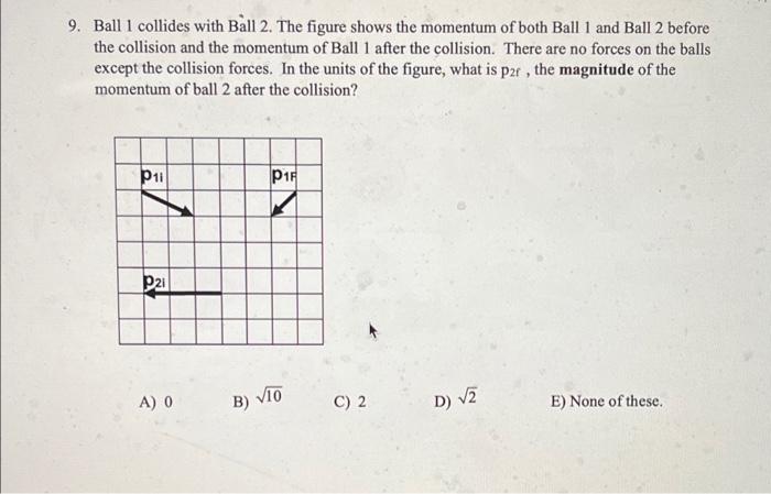 Solved 9. Ball 1 collides with Ball 2. The figure shows the | Chegg.com