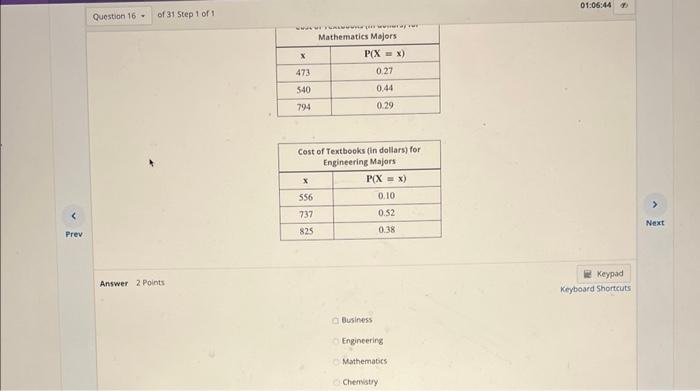 Solved The following are the probability distributions for | Chegg.com
