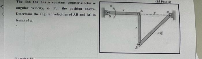 Solved The link OA has a constant counter-clockwise angular | Chegg.com