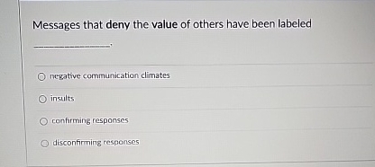 Solved Messages that deny the value of others have been | Chegg.com
