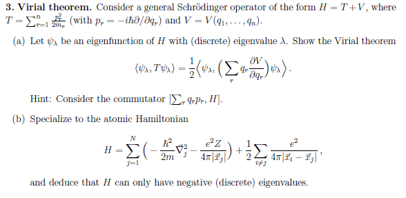 Solved Virial Theorem Consider A General Schrödinger