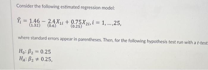 Solved Consider the following estimated regression model: | Chegg.com