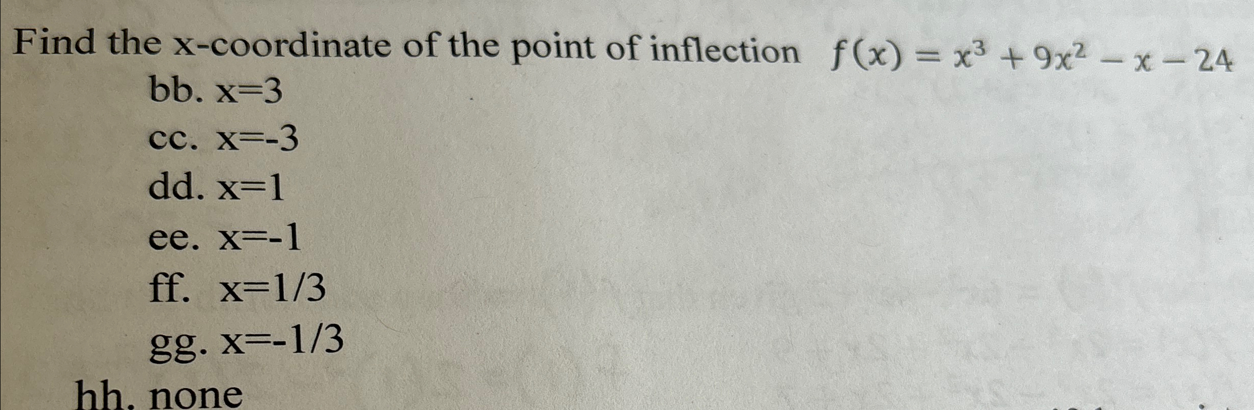 Solved Find the x-coordinate of the point of inflection | Chegg.com