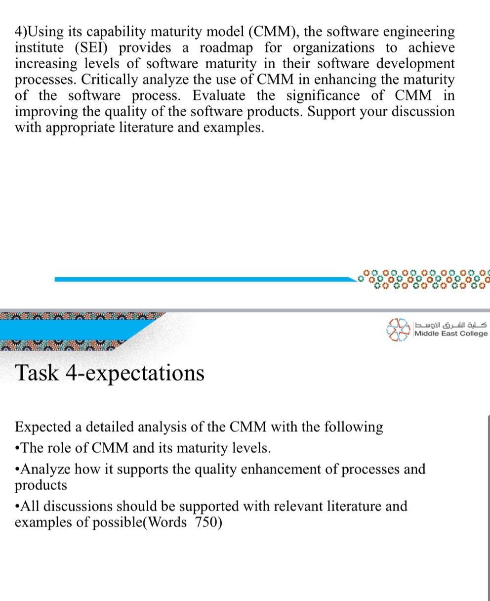 Solved 4 Using Its Capability Maturity Model CMM The Chegg