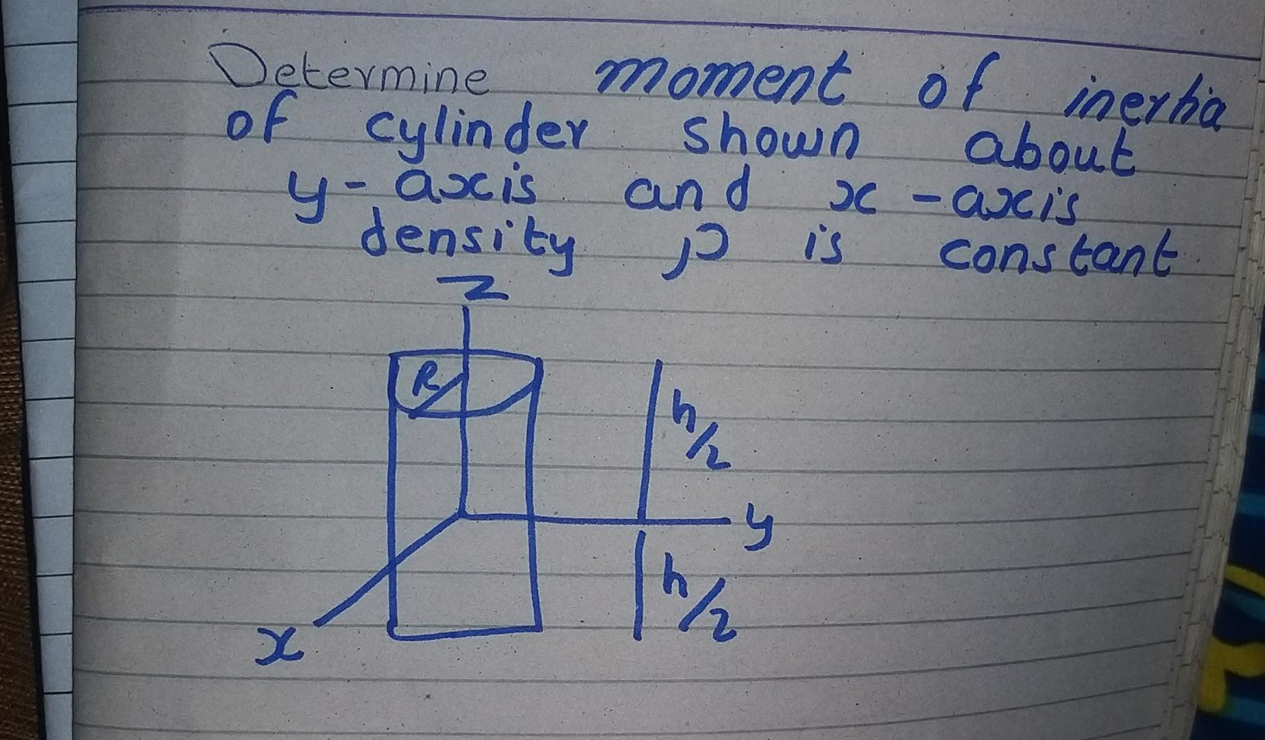 Solved Determine moment of inertia of cylinder shown about | Chegg.com