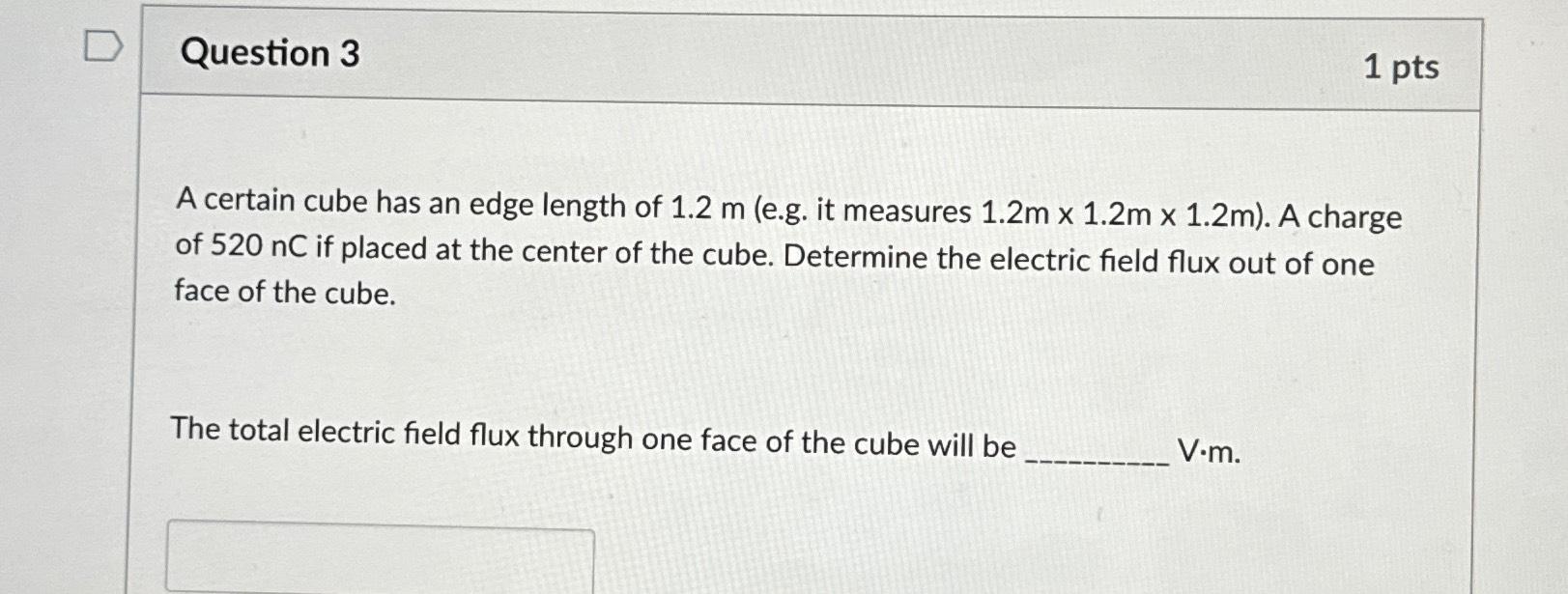 Solved Question 3\\n1pts\\nA certain cube has an edge length | Chegg.com