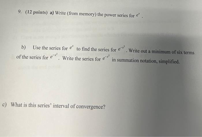Solved 9. (12 points) a) Write (from memory) the power | Chegg.com