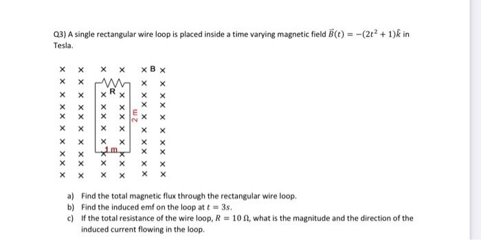 Solved Q3) A single rectangular wire loop is placed inside a | Chegg.com