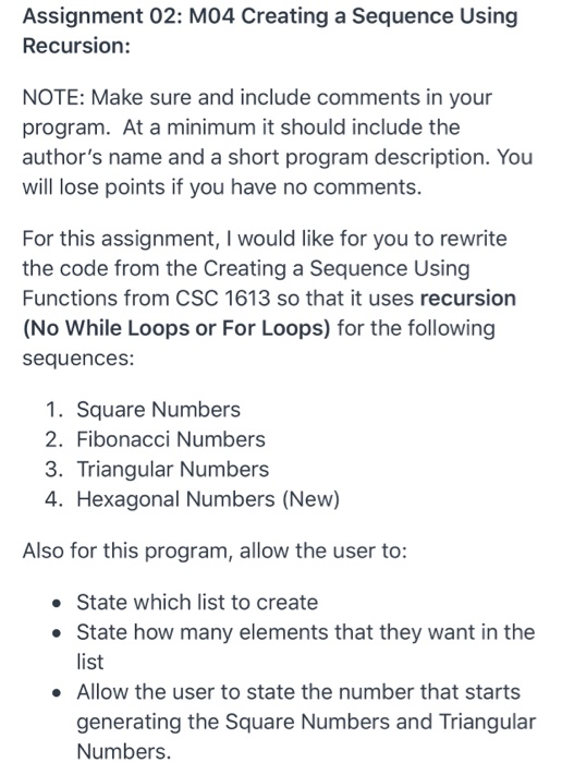 Solved Assignment 02: M04 Creating a Sequence Using | Chegg.com