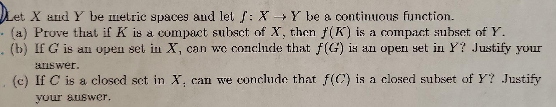 Solved Let X and Y be metric spaces and let f:X→Y be a | Chegg.com
