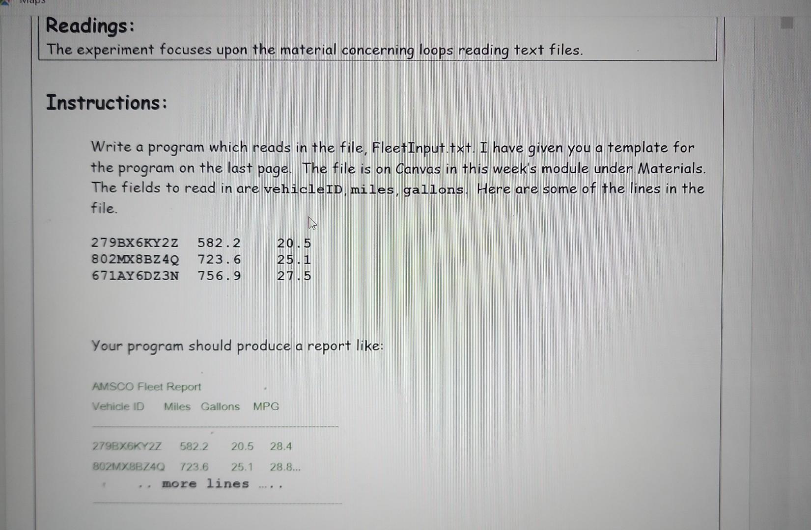 Readings: The experiment focuses upon the material | Chegg.com