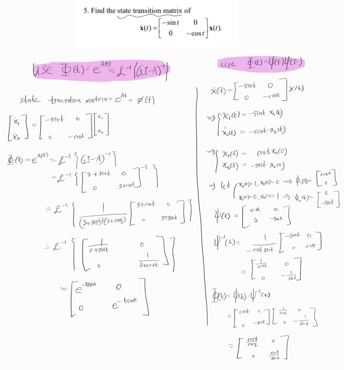 Solved Find the state transition matrix | Chegg.com