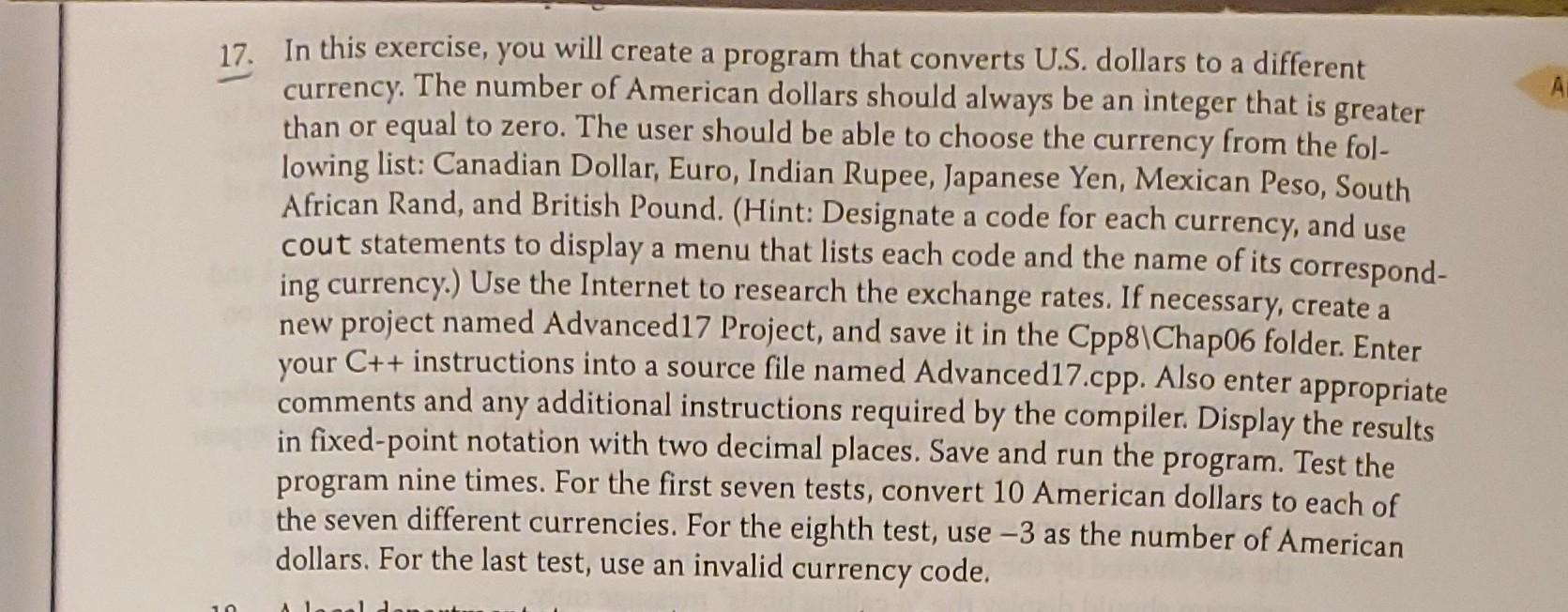Solved 17. In this exercise, you will create a program that | Chegg.com