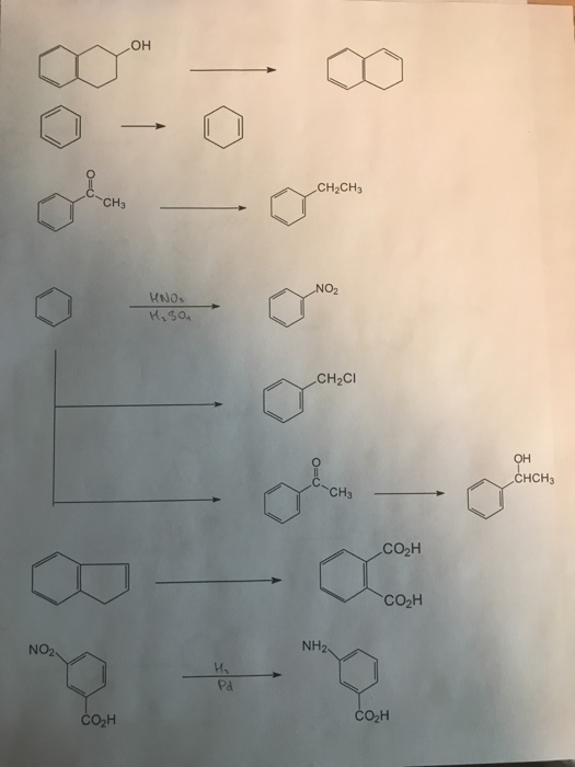 Solved CH2CH3 UNO H₂SO4 CH2C1 O=0 OH CHCH3 CO2H CO2H NO2 NH2 | Chegg.com