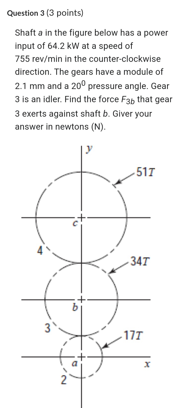 Solved Question 3 (3 ﻿points)Shaft a ﻿in the figure below | Chegg.com