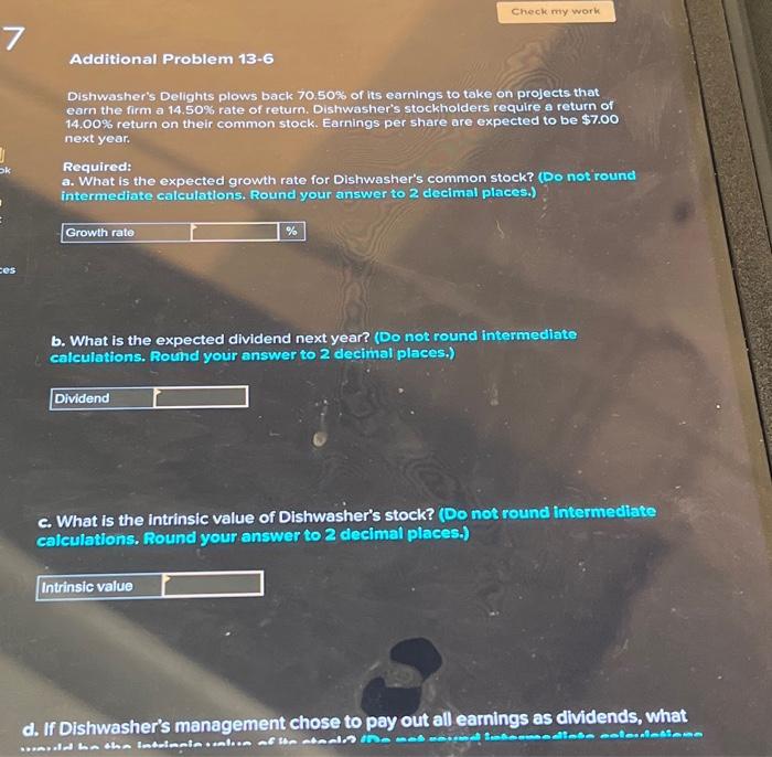 Solved Additional Problem 13-6 Dishwasher's Delights plows | Chegg.com