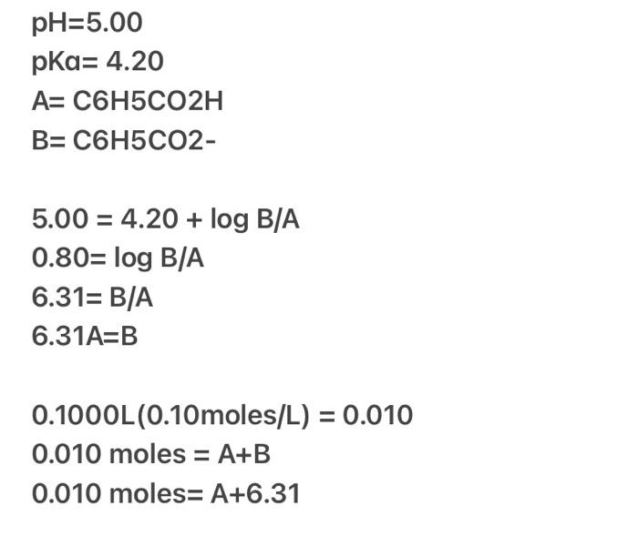 Solved How many moles of C6H5CO2H and C6H5CO2- are in 100.0 | Chegg.com