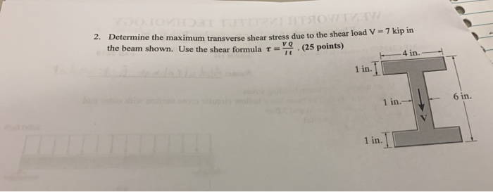 Solved 2. Determine the maximum transverse shear stress due | Chegg.com