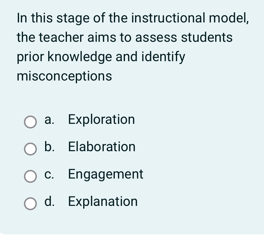 Solved In this stage of the instructional model, the teacher | Chegg.com