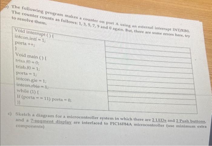 Solved The following program makes a counter on port A using | Chegg.com