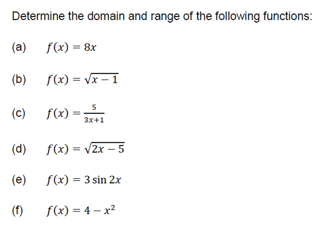 Solved Determine the domain and range of the following | Chegg.com