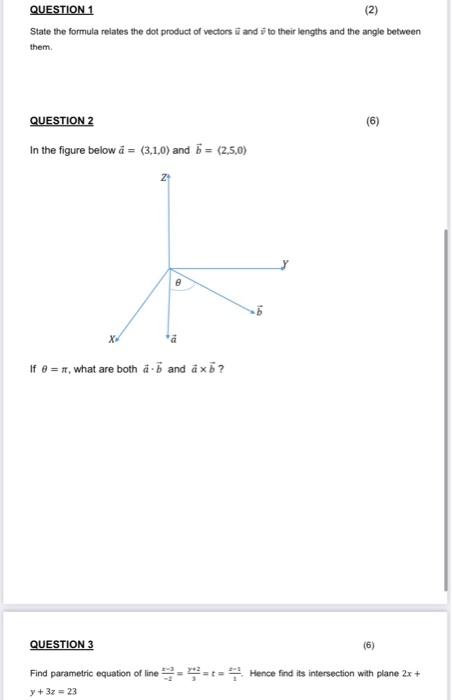 Solved QUESTION 1 (2) State the formula relates the dot | Chegg.com