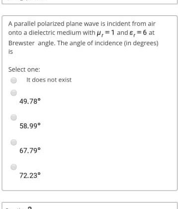 Solved A parallel polarized plane wave is incident from air | Chegg.com