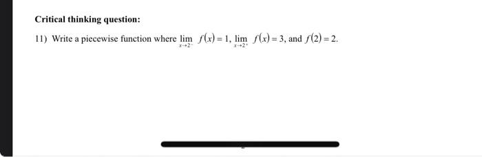 Solved Critical thinking question: 11) Write a piecewise | Chegg.com