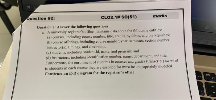 Solved marks Question #2: CLO2.1# SO(S1) Question 2: Answer | Chegg.com