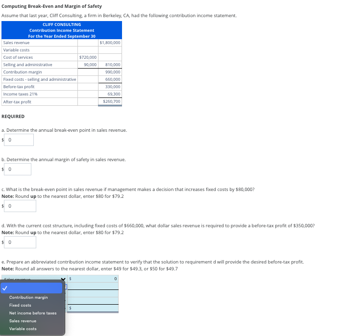 Solved Computing Break-Even and Margin of SafetyAssume that | Chegg.com