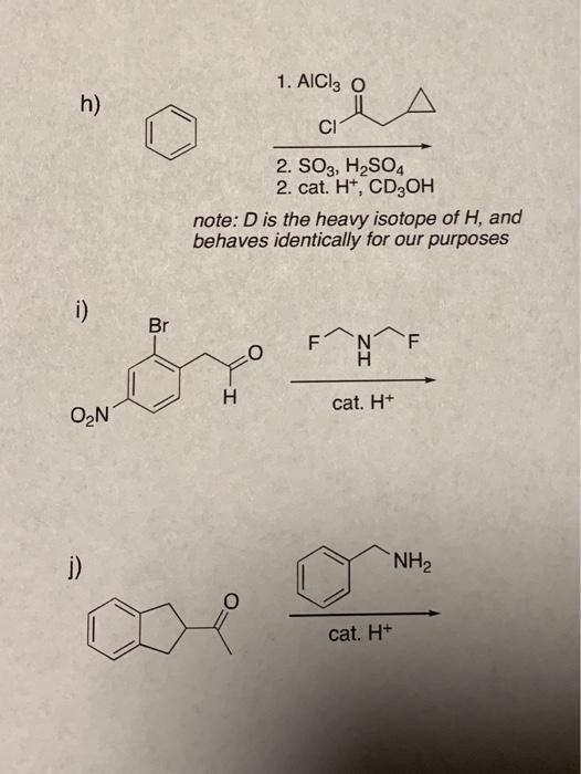 Solved 1. AICI: o h) д A CI 2. SO3, H2SO4 2. cat. H+, CD3OH | Chegg.com