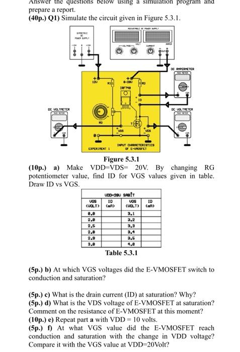 Solved prepare a report. (40p.) Q1) Simulate the circuit | Chegg.com