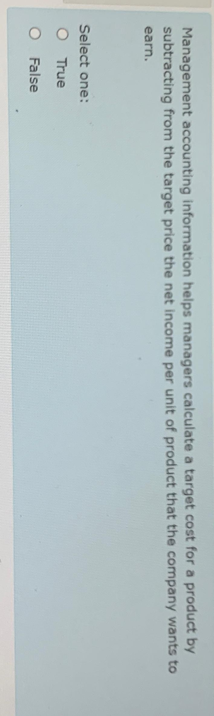 Solved Management accounting information helps managers | Chegg.com