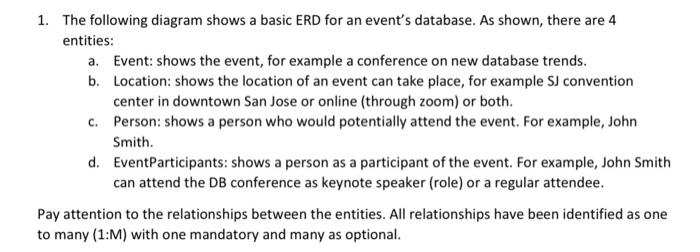 1. The following diagram shows a basic ERD for an | Chegg.com