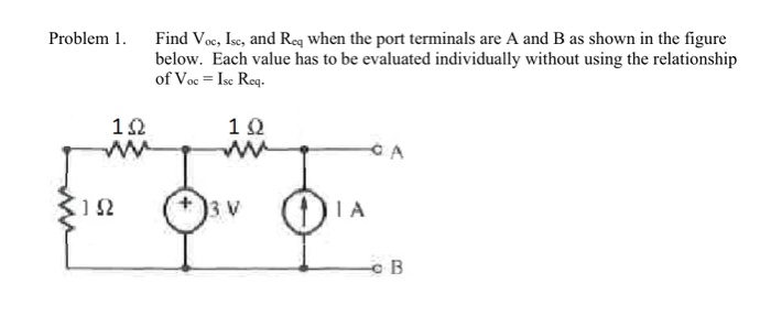 Solved Problem 1. Find Voc, Isc, and Req when the port | Chegg.com