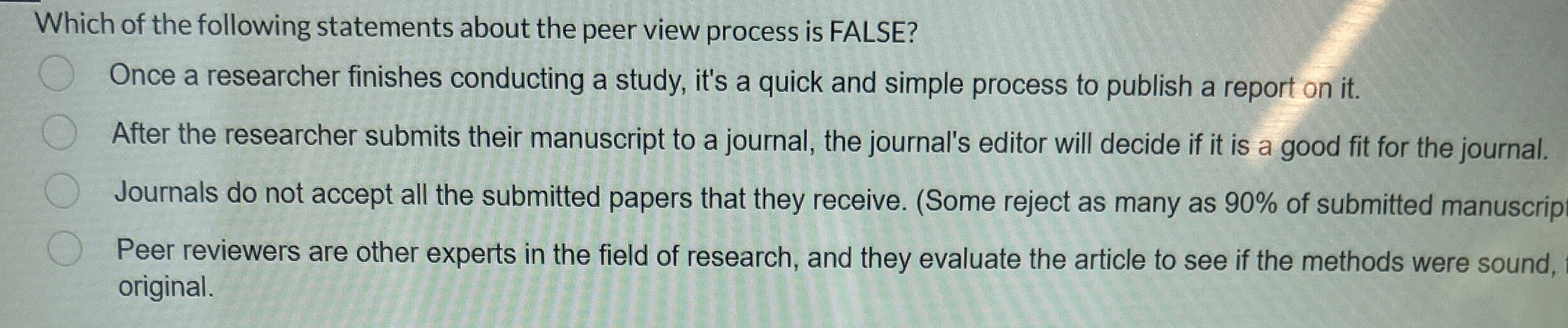 Solved Which of the following statements about the peer view | Chegg.com