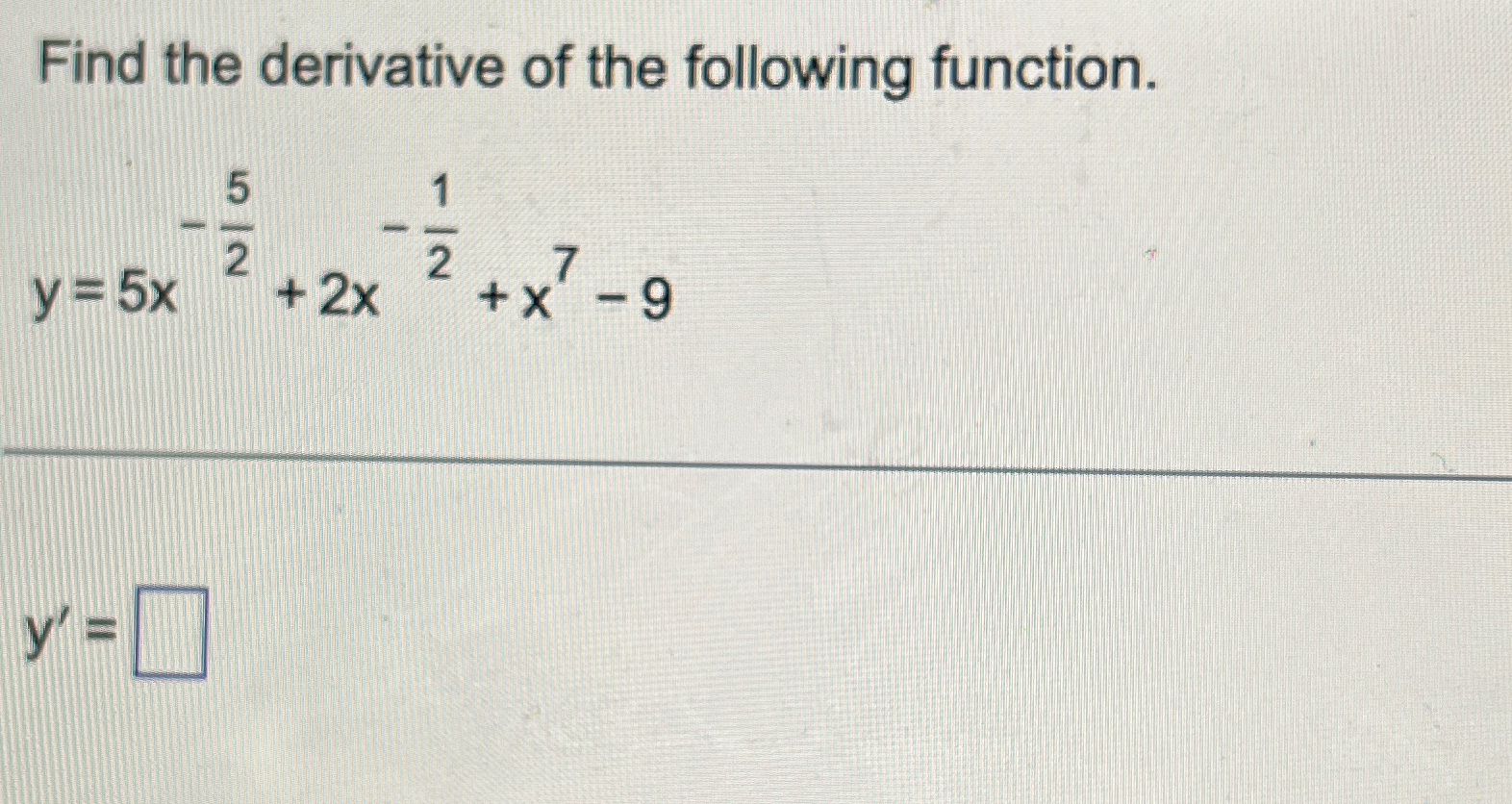 Solved Find the derivative of the following | Chegg.com