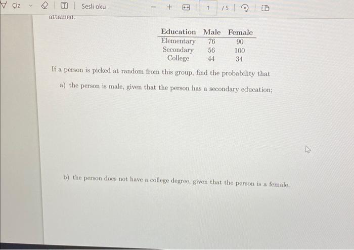 If a person is picked at random from this group, find | Chegg.com