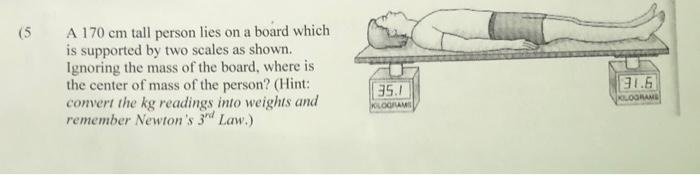 Solved A 170 cm tall person lies on a board which is | Chegg.com