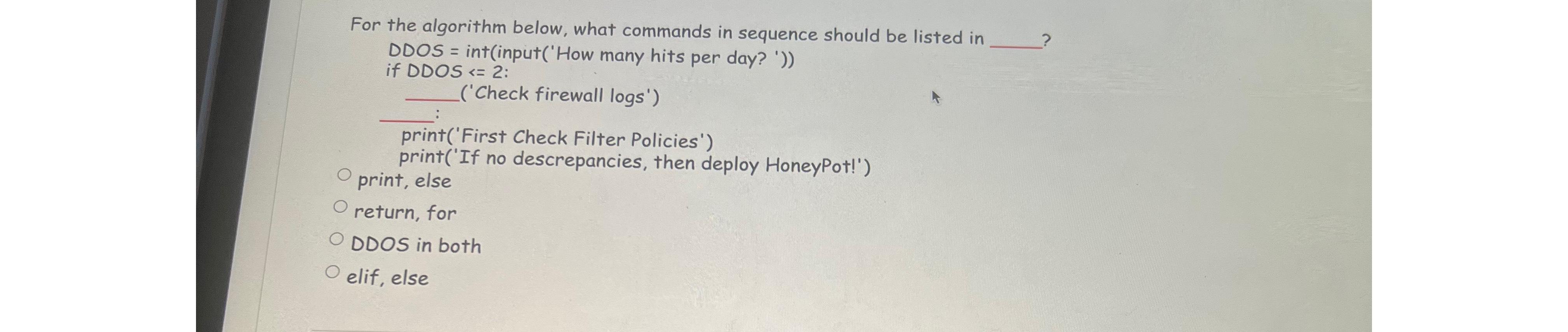 Solved For the algorithm below, what commands in sequence | Chegg.com