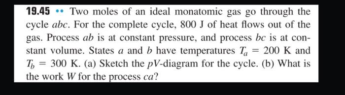 Solved 19.45⋯ Two moles of an ideal monatomic gas go through | Chegg.com